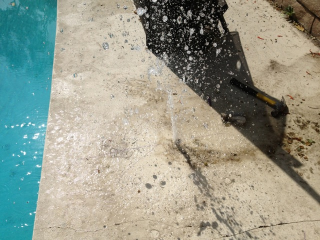 hole with bag - bursting - CalTech Pools - 818.436.2953